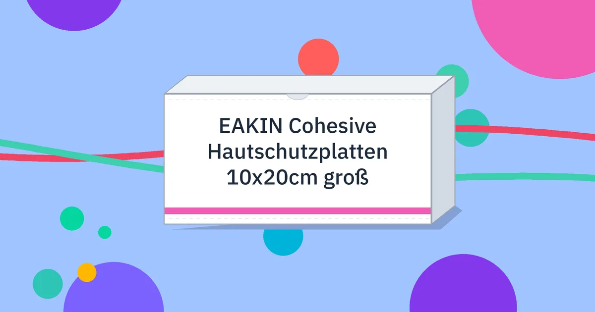 Symbolbild: Packung mit der Aufschrift EAKIN Cohesive Hautschutzplatten 10x20cm groß (PZN 05493148) – Verfügbarkeit und Bezug in Apotheken in Frankfurt am Main