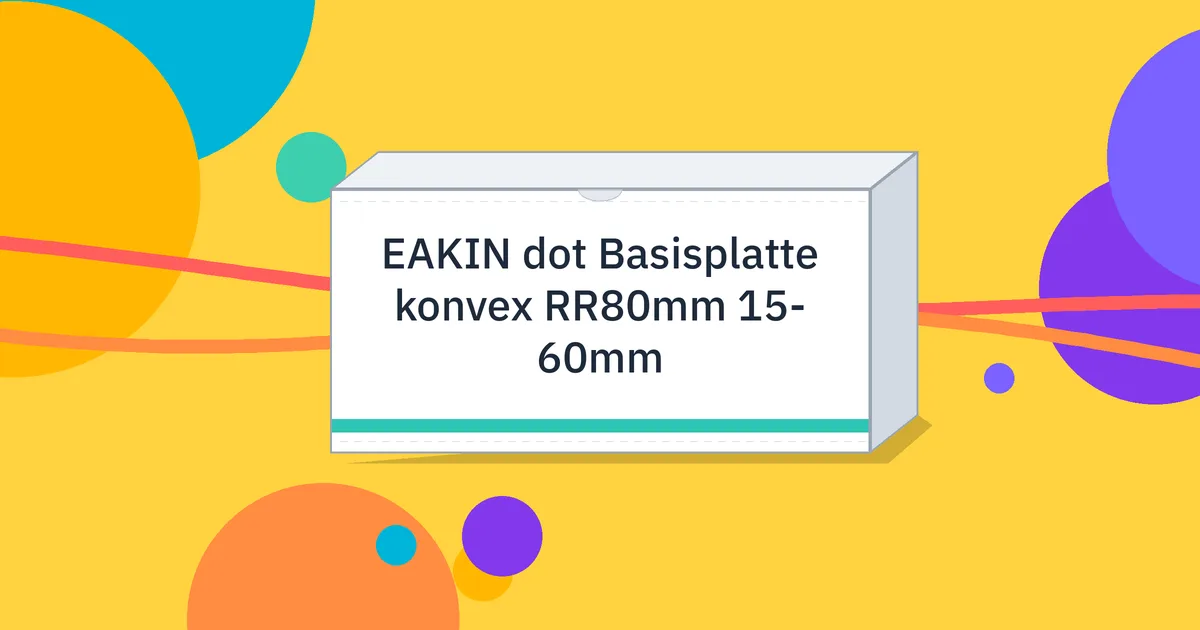 Symbolbild: Packung mit der Aufschrift EAKIN dot Basisplatte konvex RR80mm 15-60mm (PZN 15608977) – Verfügbarkeit und Bezug in Apotheken in Frankfurt am Main