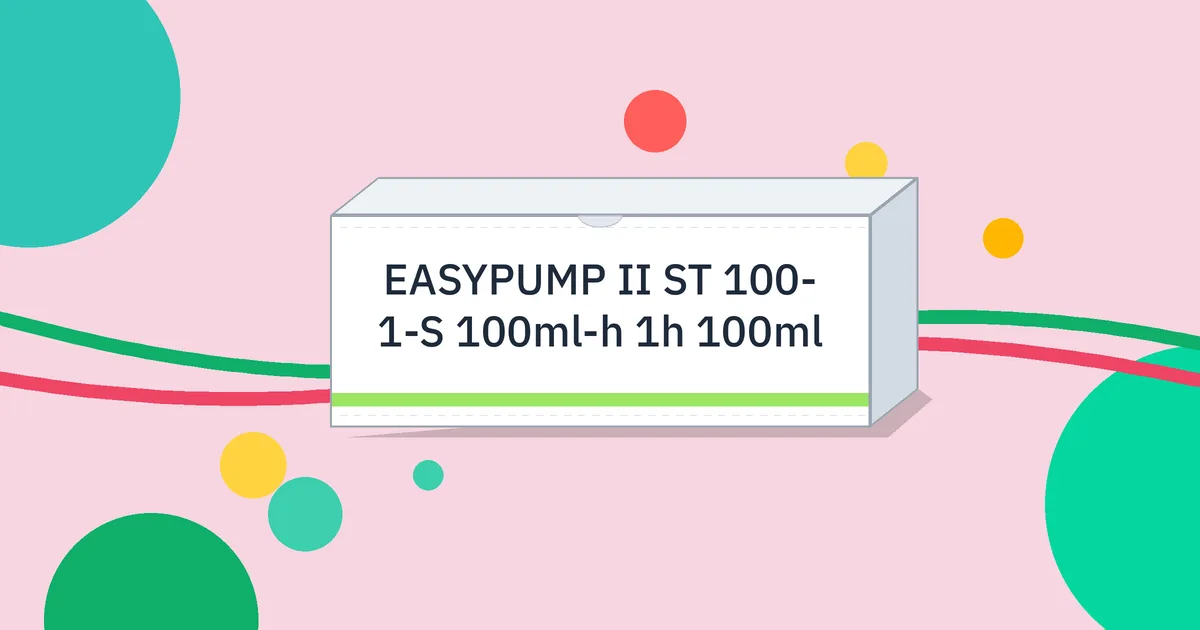 Symbolbild: Packung mit der Aufschrift EASYPUMP II ST 100-1-S 100ml-h 1h 100ml (PZN 09390988) – Verfügbarkeit und Bezug in Apotheken in Frankfurt am Main