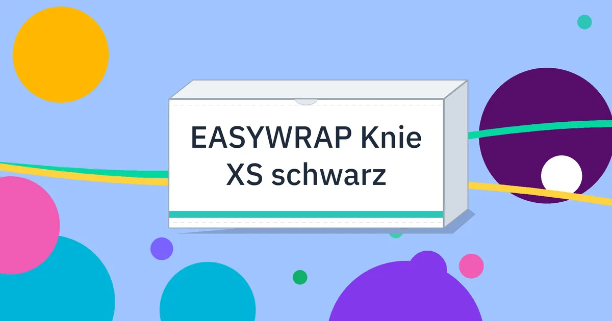 Symbolbild: Packung mit der Aufschrift EASYWRAP Knie XS schwarz (PZN 18748940) – Verfügbarkeit und Bezug in Apotheken in Frankfurt am Main