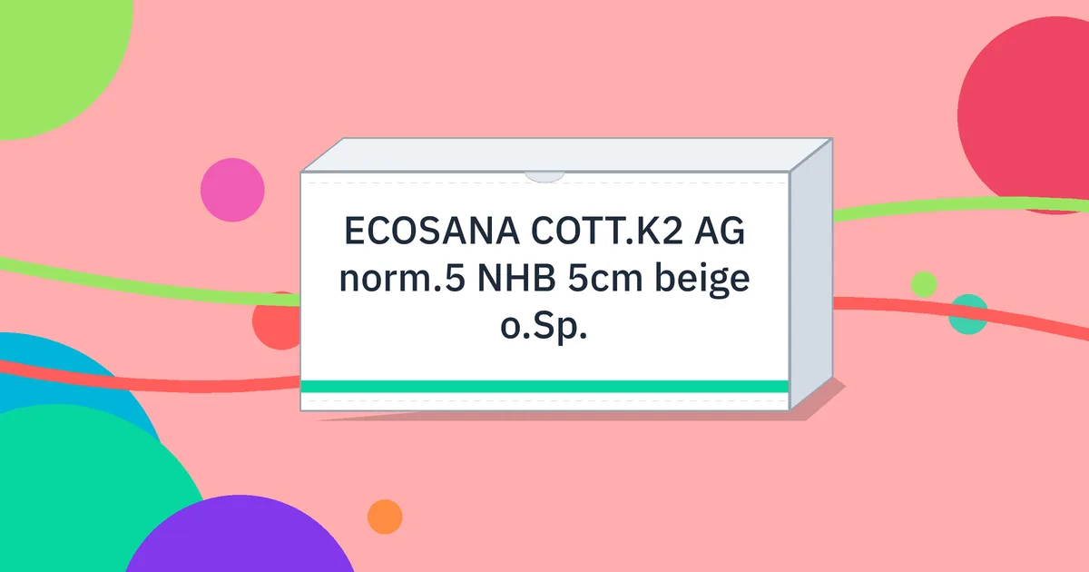 Symbolbild: Packung mit der Aufschrift ECOSANA COTT.K2 AG norm.5 NHB 5cm beige o.Sp. (PZN 16950287) – Verfügbarkeit und Bezug in Apotheken in Frankfurt am Main