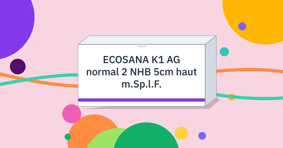 Symbolbild: Packung mit der Aufschrift ECOSANA K1 AG normal 2 NHB 5cm haut m.Sp.l.F. (PZN 04726946) – Verfügbarkeit und Bezug in Apotheken in Frankfurt am Main