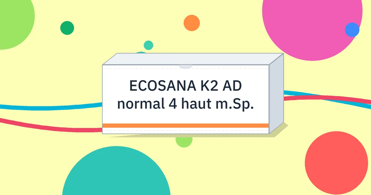 Symbolbild: Packung mit der Aufschrift ECOSANA K2 AD normal 4 haut m.Sp. (PZN 01345534) – Verfügbarkeit und Bezug in Apotheken in Frankfurt am Main