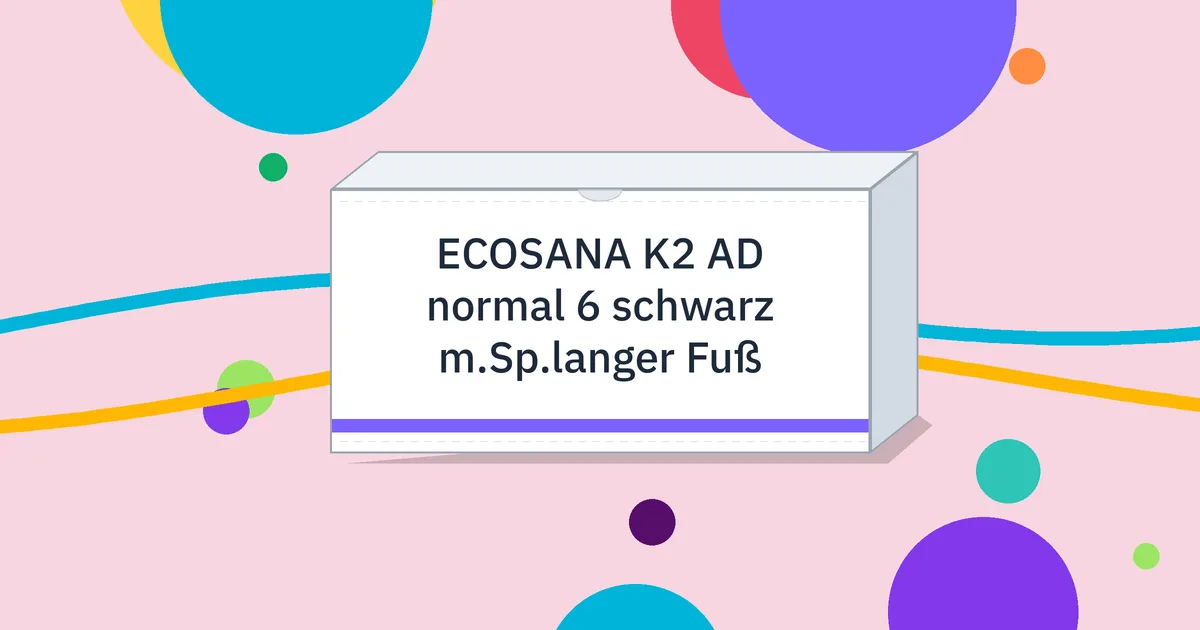 Symbolbild: Packung mit der Aufschrift ECOSANA K2 AD normal 6 schwarz m.Sp.langer Fuß (PZN 10956024) – Verfügbarkeit und Bezug in Apotheken in Frankfurt am Main