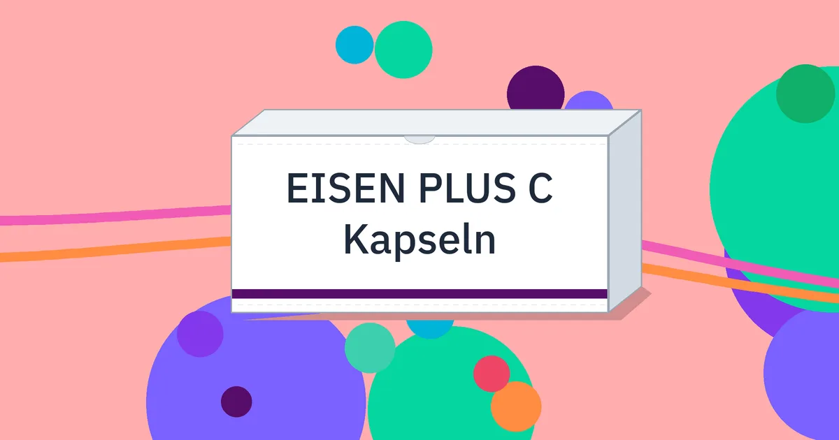 Symbolbild: Packung mit der Aufschrift EISEN PLUS C Kapseln (PZN 19198312) – Verfügbarkeit und Bezug in Apotheken in Frankfurt am Main