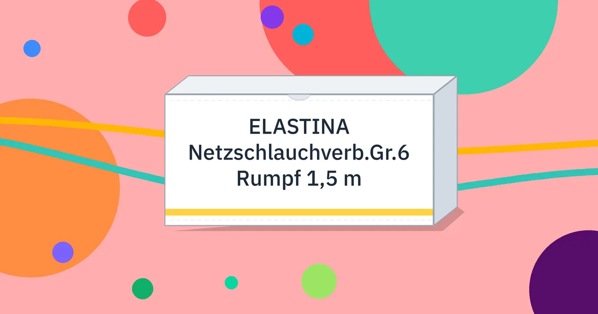 Symbolbild: Packung mit der Aufschrift ELASTINA Netzschlauchverb.Gr.6 Rumpf 1,5 m (PZN 14294324) – Verfügbarkeit und Bezug in Apotheken in Frankfurt am Main