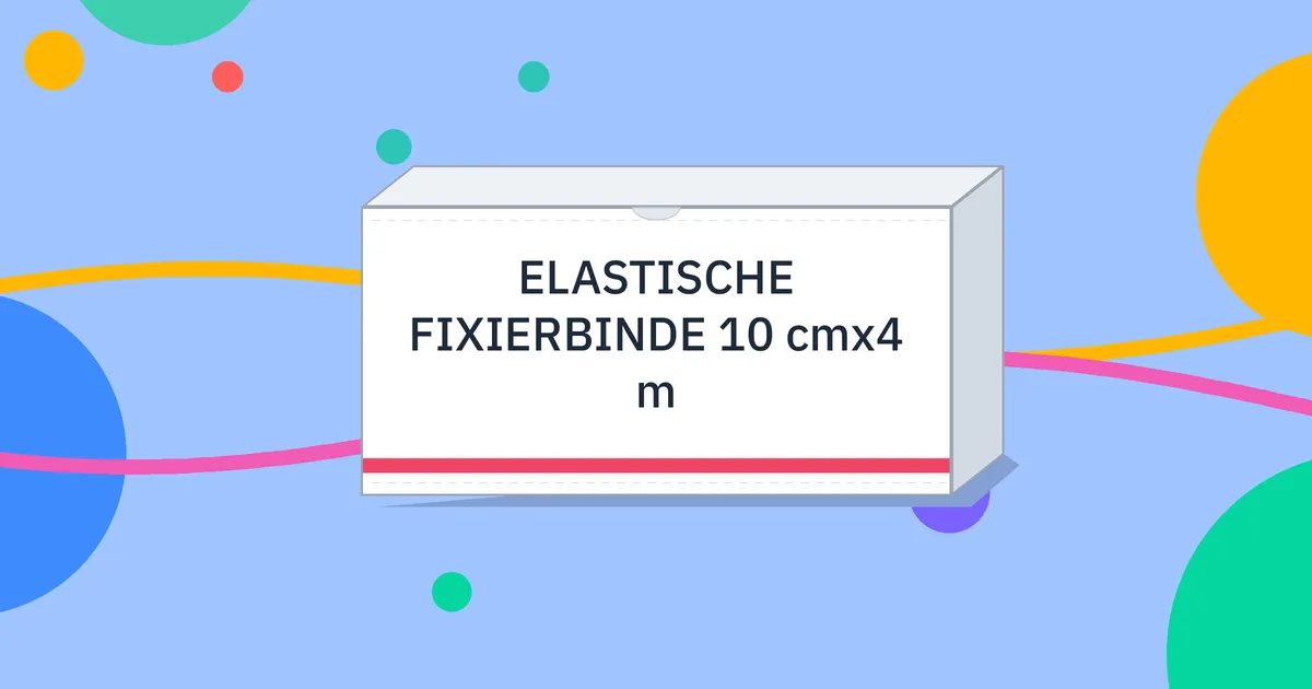 Symbolbild: Packung mit der Aufschrift ELASTISCHE FIXIERBINDE 10 cmx4 m (PZN 19769708) – Verfügbarkeit und Bezug in Apotheken in Frankfurt am Main