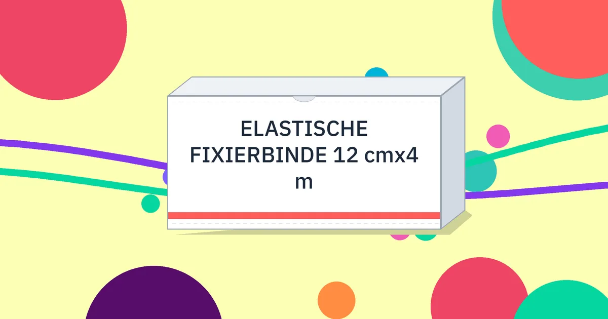 Symbolbild: Packung mit der Aufschrift ELASTISCHE FIXIERBINDE 12 cmx4 m (PZN 18374014) – Verfügbarkeit und Bezug in Apotheken in Frankfurt am Main