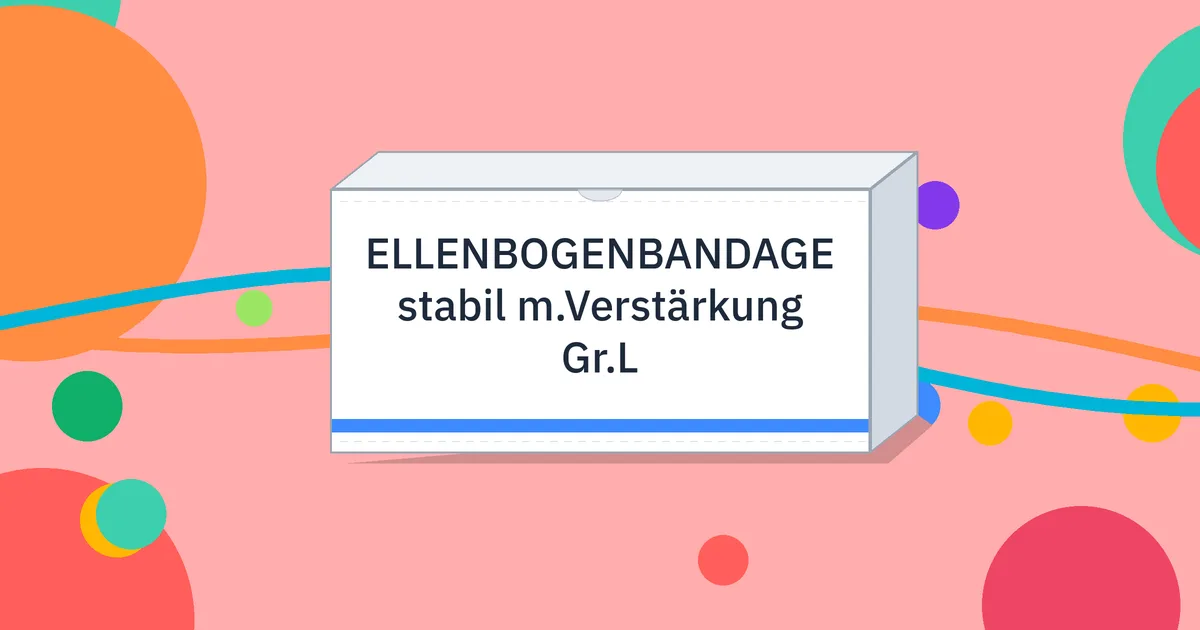 Symbolbild: Packung mit der Aufschrift ELLENBOGENBANDAGE stabil m.Verstärkung Gr.L (PZN 13827126) – Verfügbarkeit und Bezug in Apotheken in Frankfurt am Main