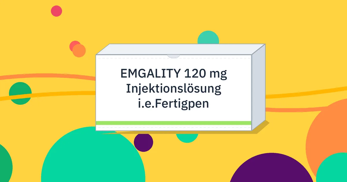 Symbolbild: Packung mit der Aufschrift EMGALITY 120 mg Injektionslösung i.e.Fertigpen (PZN 20189407) – Verfügbarkeit und Bezug in Apotheken in Frankfurt am Main