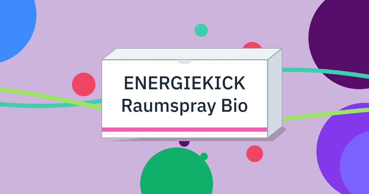 Symbolbild: Packung mit der Aufschrift ENERGIEKICK Raumspray Bio (PZN 15394803) – Verfügbarkeit und Bezug in Apotheken in Frankfurt am Main