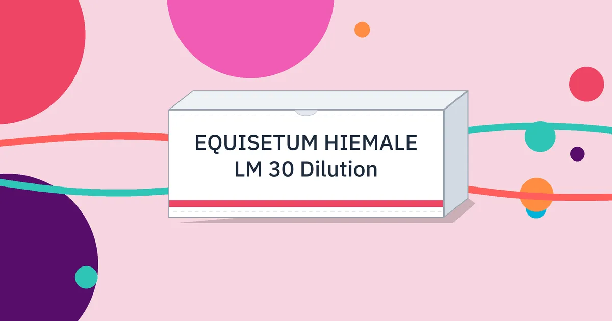 Symbolbild: Packung mit der Aufschrift EQUISETUM HIEMALE LM 30 Dilution (PZN 13473668) – Verfügbarkeit und Bezug in Apotheken in Frankfurt am Main