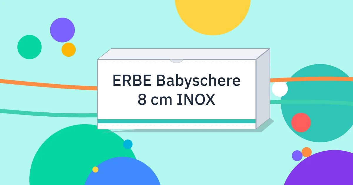 Symbolbild: Packung mit der Aufschrift ERBE Babyschere 8 cm INOX (PZN 15733872) – Verfügbarkeit und Bezug in Apotheken in Frankfurt am Main