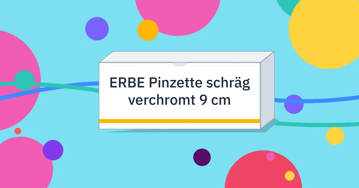 Symbolbild: Packung mit der Aufschrift ERBE Pinzette schräg verchromt 9 cm (PZN 15733636) – Verfügbarkeit und Bezug in Apotheken in Frankfurt am Main