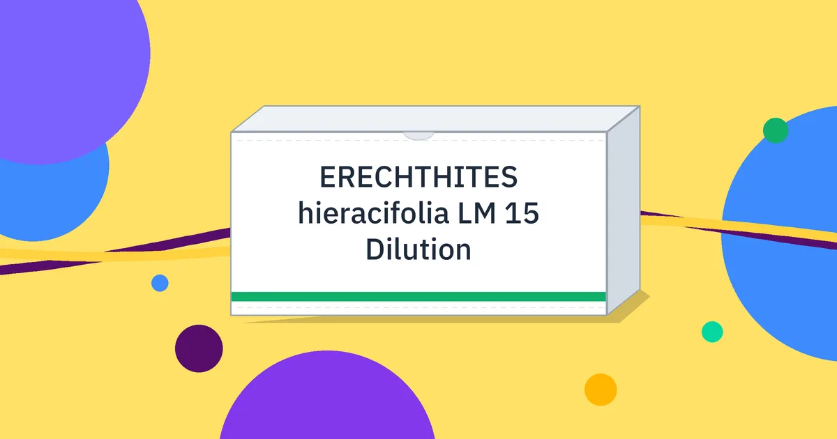 Symbolbild: Packung mit der Aufschrift ERECHTHITES hieracifolia LM 15 Dilution (PZN 13474389) – Verfügbarkeit und Bezug in Apotheken in Frankfurt am Main