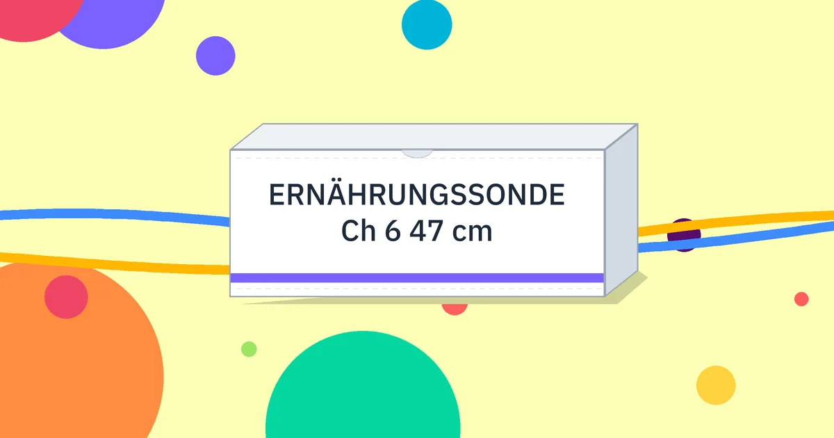 Symbolbild: Packung mit der Aufschrift ERNÄHRUNGSSONDE Ch 6 47 cm (PZN 03253753) – Verfügbarkeit und Bezug in Apotheken in Frankfurt am Main