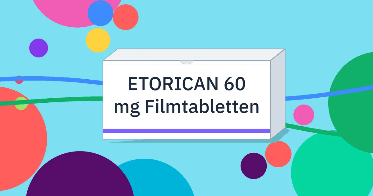 Symbolbild: Packung mit der Aufschrift ETORICAN 60 mg Filmtabletten (PZN 12652564) – Verfügbarkeit und Bezug in Apotheken in Frankfurt am Main