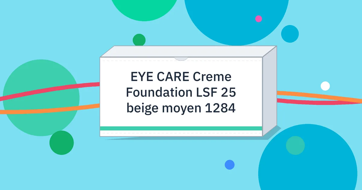 Symbolbild: Packung mit der Aufschrift EYE CARE Creme Foundation LSF 25 beige moyen 1284 (PZN 14198997) – Verfügbarkeit und Bezug in Apotheken in Frankfurt am Main