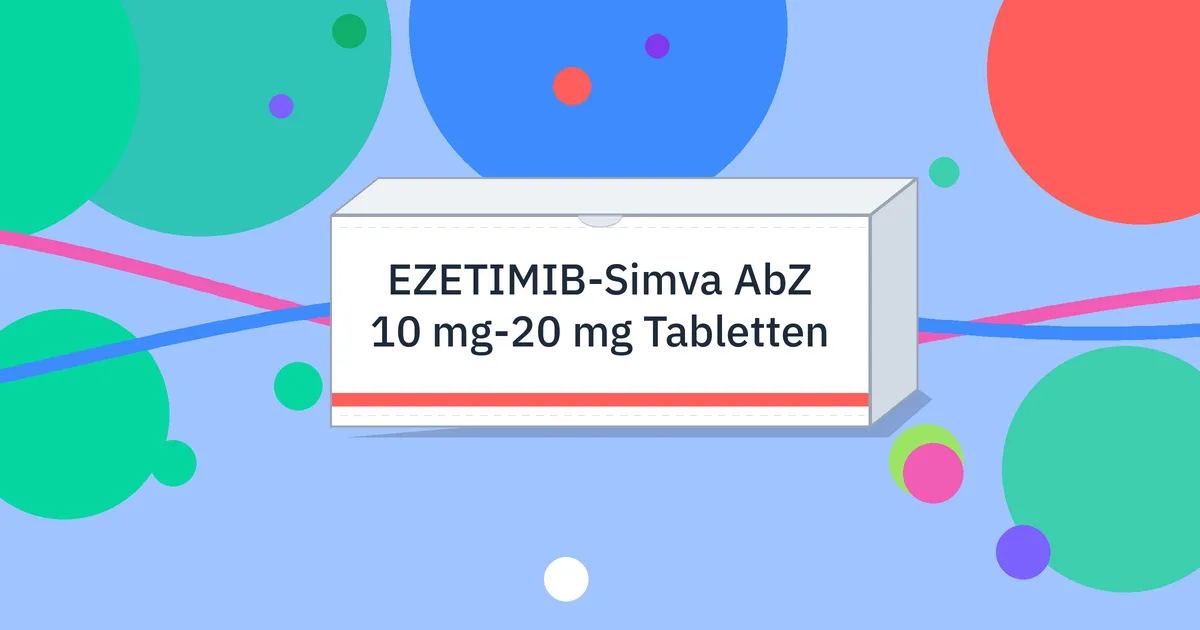 Symbolbild: Packung mit der Aufschrift EZETIMIB-Simva AbZ 10 mg-20 mg Tabletten (PZN 13863145) – Verfügbarkeit und Bezug in Apotheken in Frankfurt am Main
