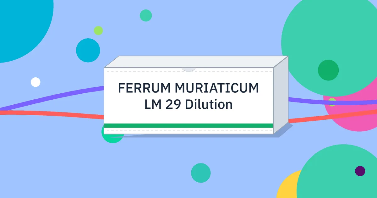 Symbolbild: Packung mit der Aufschrift FERRUM MURIATICUM LM 29 Dilution (PZN 12850956) – Verfügbarkeit und Bezug in Apotheken in Frankfurt am Main