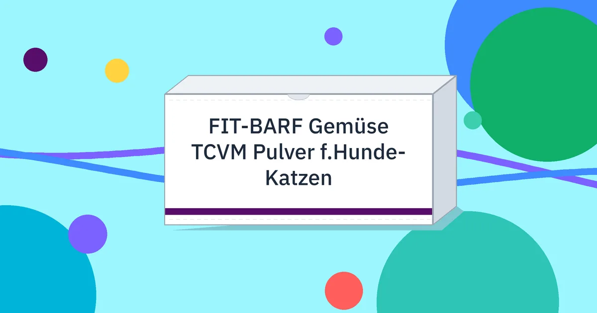 Symbolbild: Packung mit der Aufschrift FIT-BARF Gemüse TCVM Pulver f.Hunde-Katzen (PZN 09902922) – Verfügbarkeit und Bezug in Apotheken in Frankfurt am Main