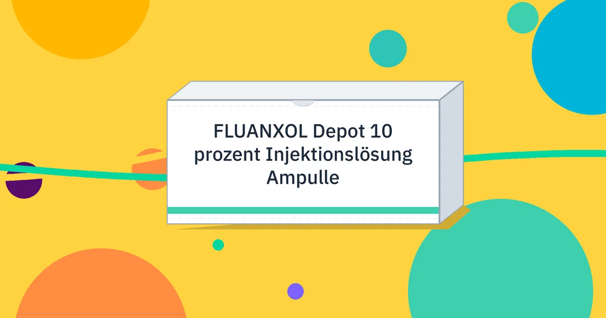 Symbolbild: Packung mit der Aufschrift FLUANXOL Depot 10 prozent Injektionslösung Ampulle (PZN 12445256) – Verfügbarkeit und Bezug in Apotheken in Frankfurt am Main