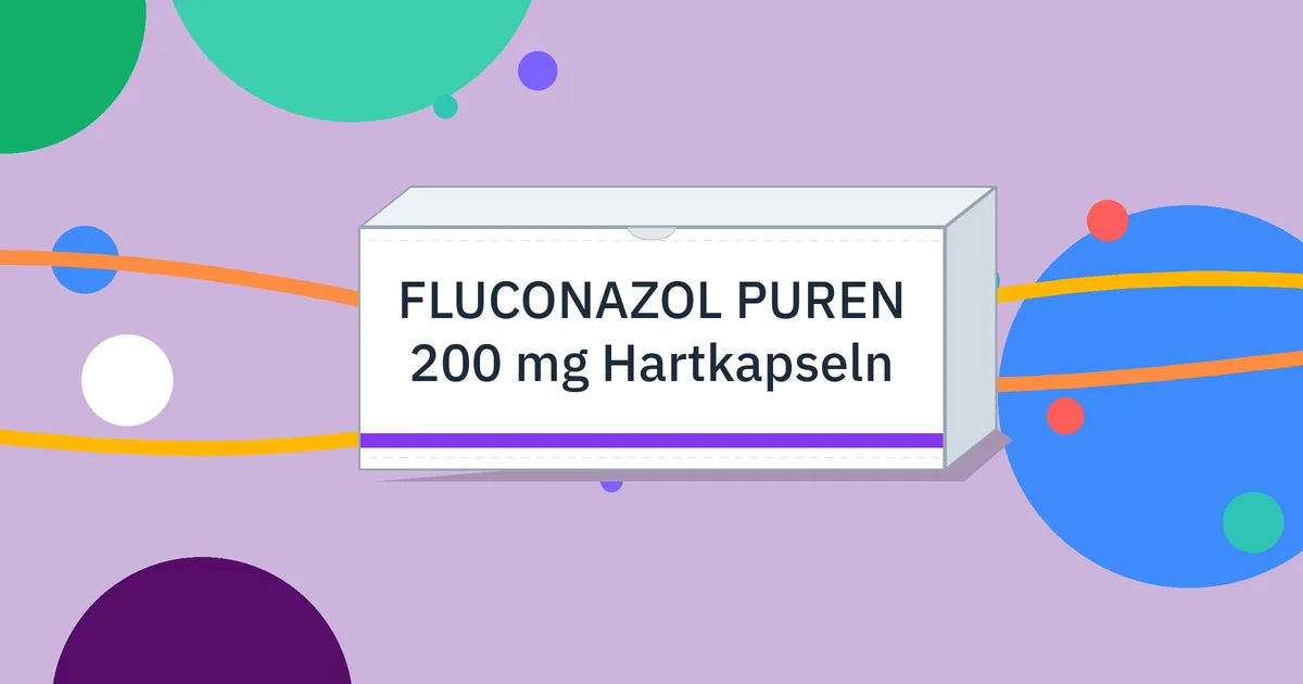 Symbolbild: Packung mit der Aufschrift FLUCONAZOL PUREN 200 mg Hartkapseln (PZN 11354824) – Verfügbarkeit und Bezug in Apotheken in Frankfurt am Main