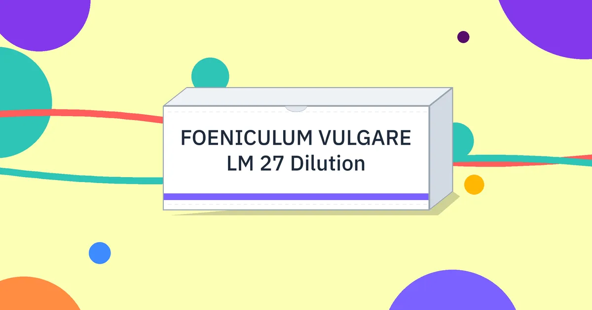 Symbolbild: Packung mit der Aufschrift FOENICULUM VULGARE LM 27 Dilution (PZN 13489913) – Verfügbarkeit und Bezug in Apotheken in Frankfurt am Main