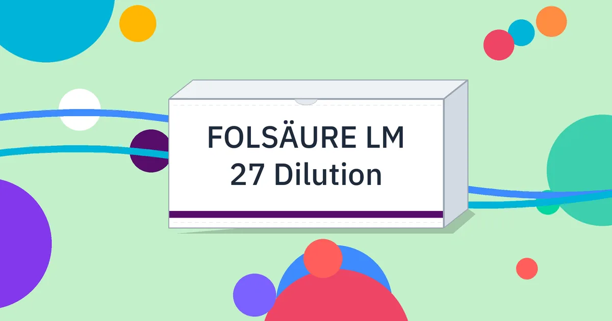 Symbolbild: Packung mit der Aufschrift FOLSÄURE LM 27 Dilution (PZN 12873294) – Verfügbarkeit und Bezug in Apotheken in Frankfurt am Main