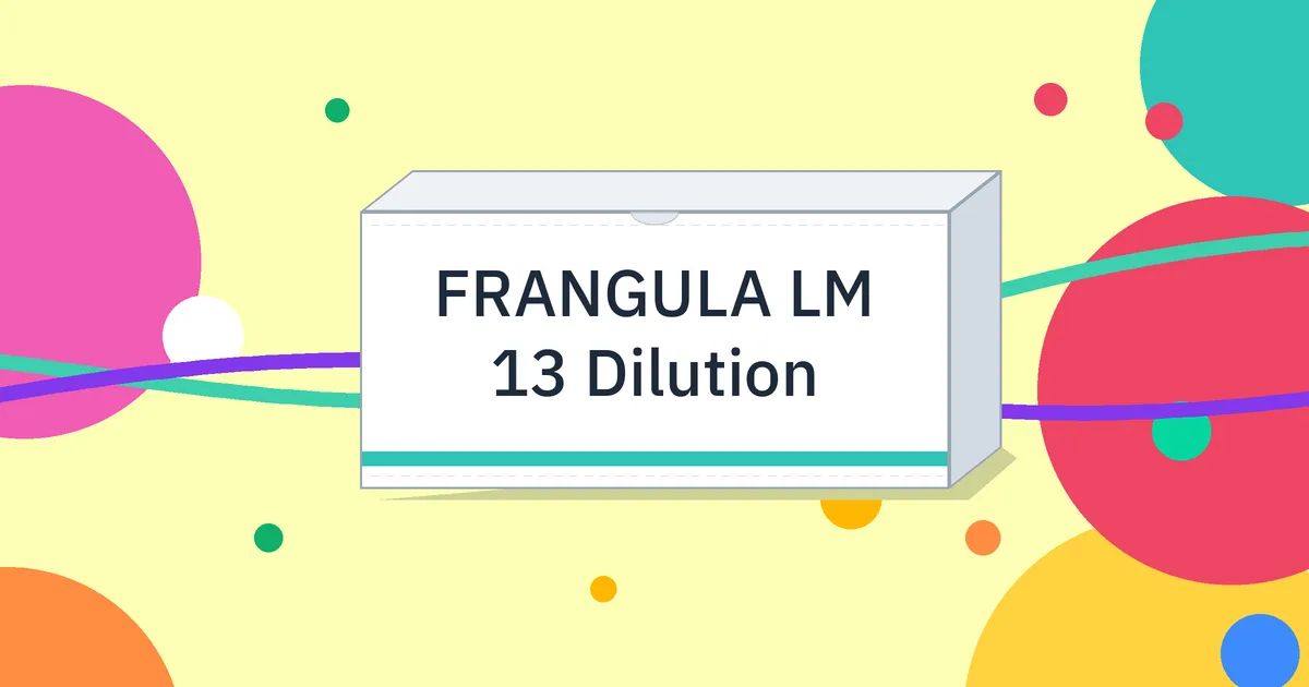 Symbolbild: Packung mit der Aufschrift FRANGULA LM 13 Dilution (PZN 12874402) – Verfügbarkeit und Bezug in Apotheken in Frankfurt am Main