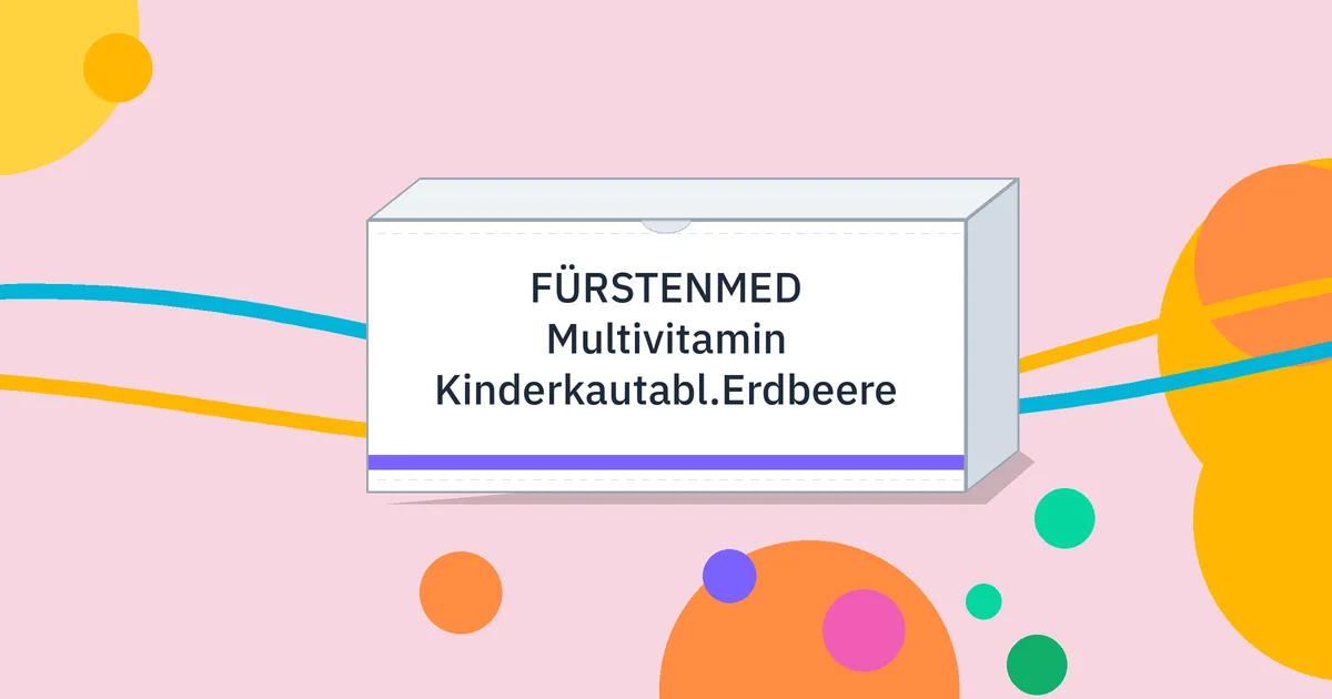 Symbolbild: Packung mit der Aufschrift FÜRSTENMED Multivitamin Kinderkautabl.Erdbeere (PZN 13968246) – Verfügbarkeit und Bezug in Apotheken in Frankfurt am Main