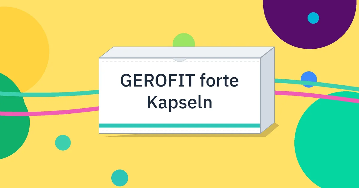 Symbolbild: Packung mit der Aufschrift GEROFIT forte Kapseln (PZN 16383569) – Verfügbarkeit und Bezug in Apotheken in Frankfurt am Main