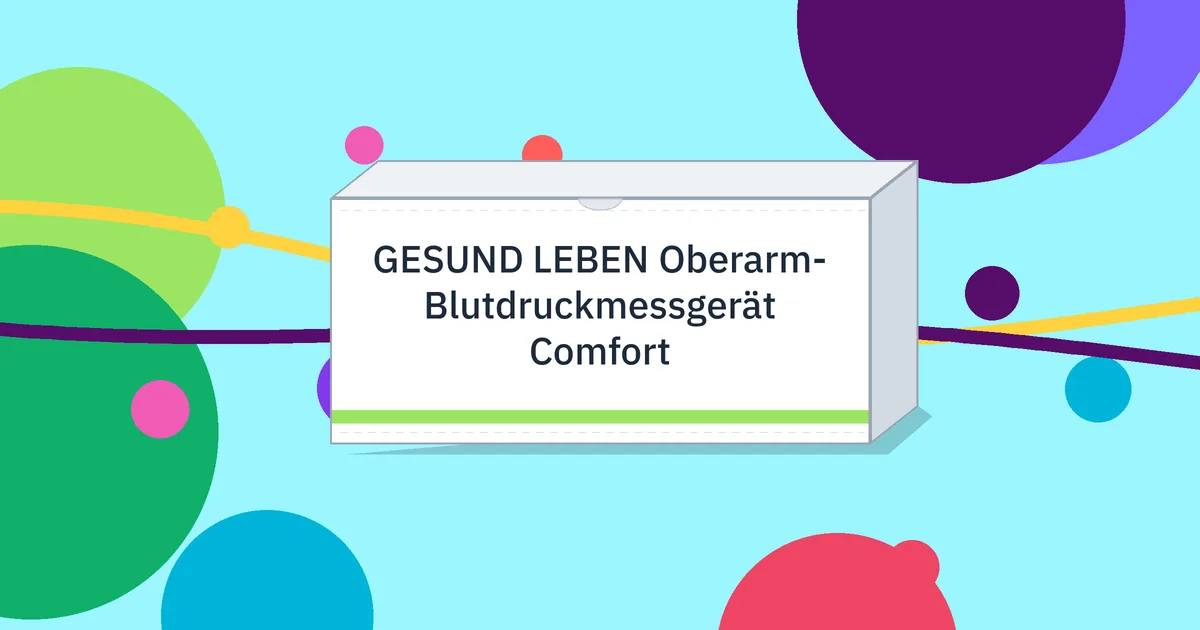 Symbolbild: Packung mit der Aufschrift GESUND LEBEN Oberarm-Blutdruckmessgerät Comfort (PZN 11297204) – Verfügbarkeit und Bezug in Apotheken in Frankfurt am Main
