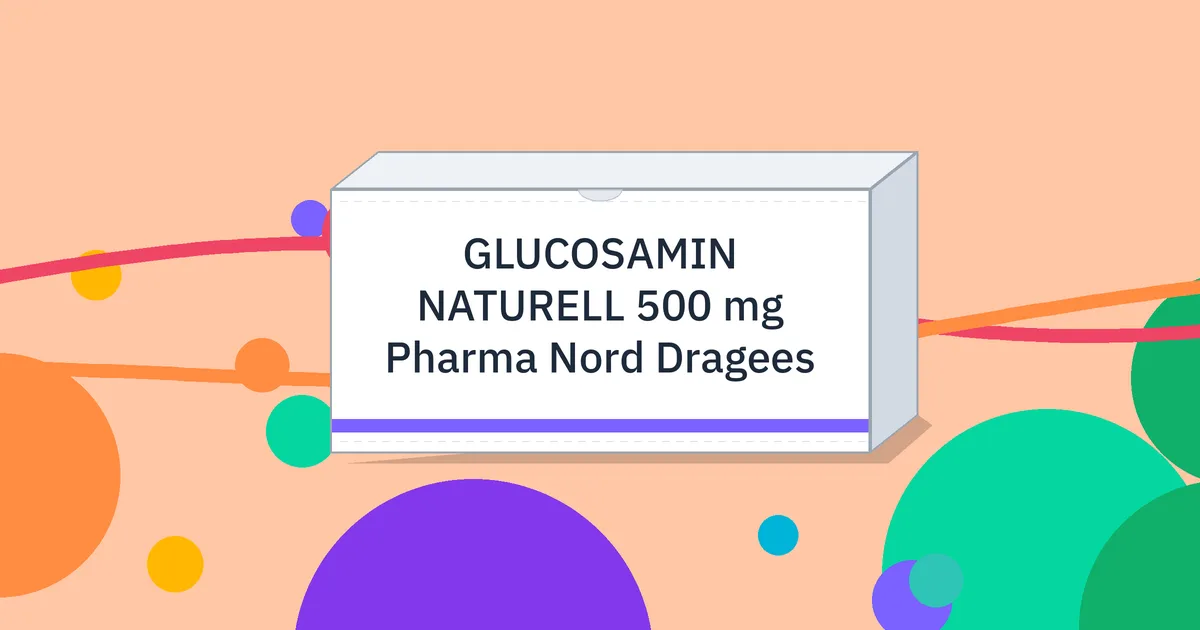 Symbolbild: Packung mit der Aufschrift GLUCOSAMIN NATURELL 500 mg Pharma Nord Dragees (PZN 00886966) – Verfügbarkeit und Bezug in Apotheken in Frankfurt am Main