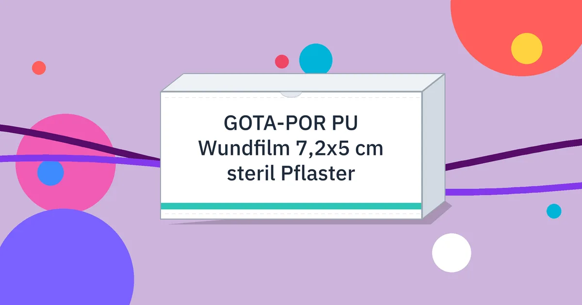 Symbolbild: Packung mit der Aufschrift GOTA-POR PU Wundfilm 7,2x5 cm steril Pflaster (PZN 00468424) – Verfügbarkeit und Bezug in Apotheken in Frankfurt am Main