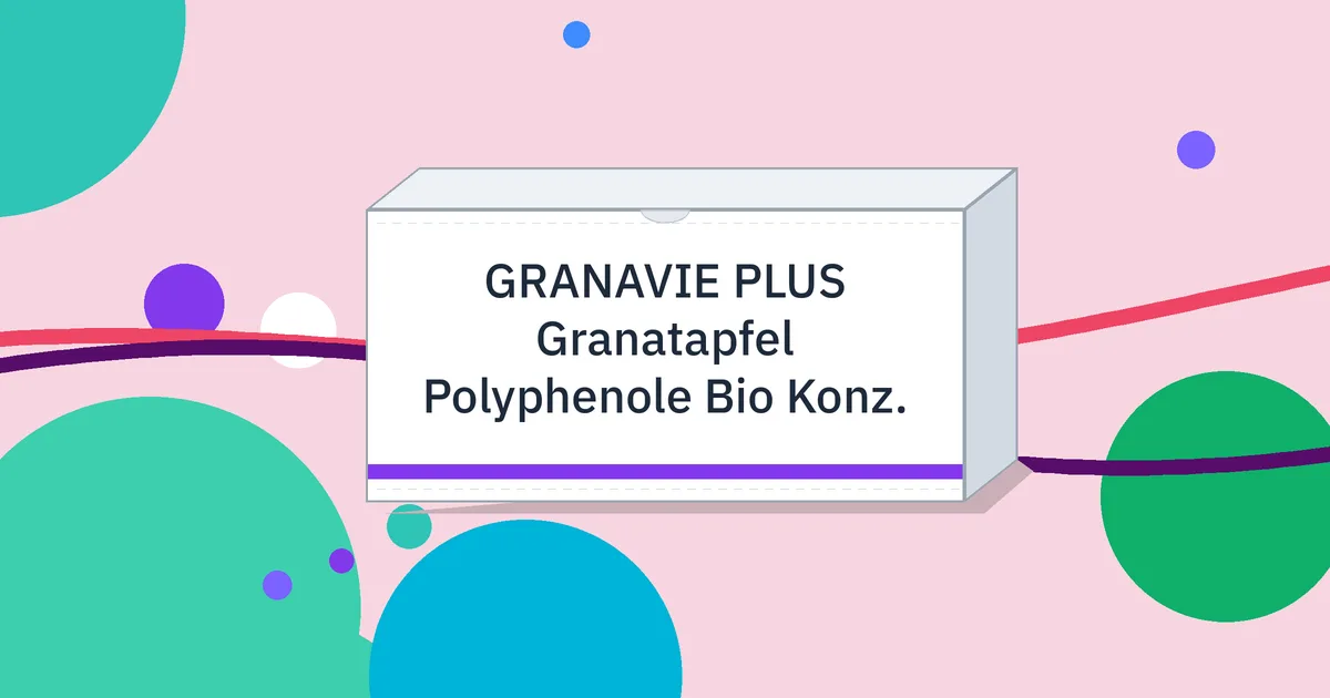Symbolbild: Packung mit der Aufschrift GRANAVIE PLUS Granatapfel Polyphenole Bio Konz. (PZN 18129941) – Verfügbarkeit und Bezug in Apotheken in Frankfurt am Main