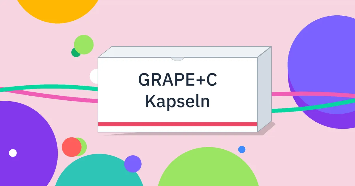 Symbolbild: Packung mit der Aufschrift GRAPE+C Kapseln (PZN 13917645) – Verfügbarkeit und Bezug in Apotheken in Frankfurt am Main