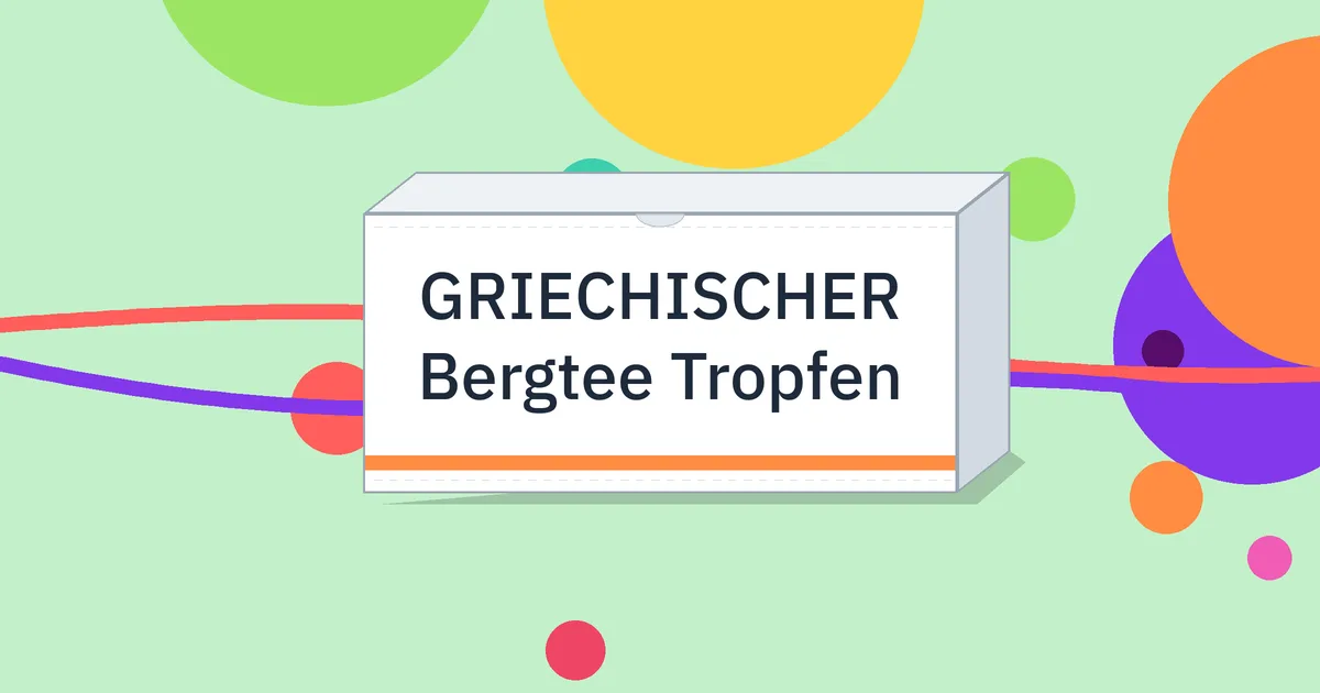 Symbolbild: Packung mit der Aufschrift GRIECHISCHER Bergtee Tropfen (PZN 18259336) – Verfügbarkeit und Bezug in Apotheken in Frankfurt am Main
