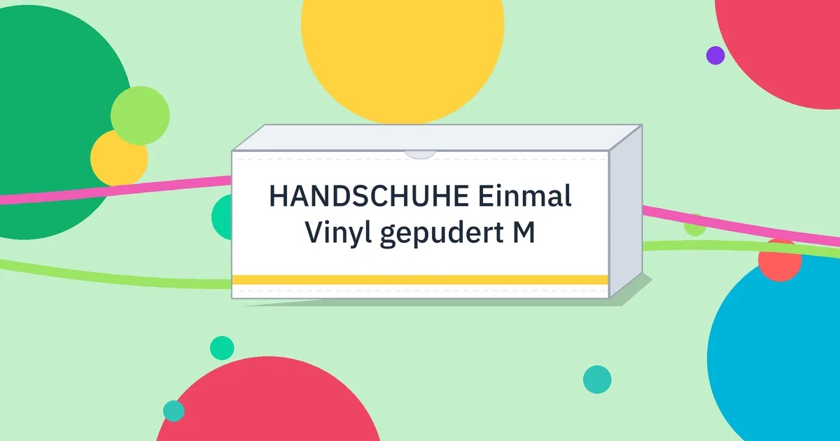 Symbolbild: Packung mit der Aufschrift HANDSCHUHE Einmal Vinyl gepudert M (PZN 04819027) – Verfügbarkeit und Bezug in Apotheken in Frankfurt am Main