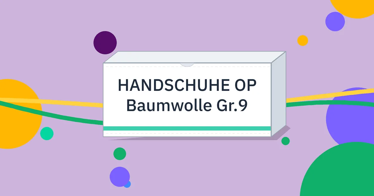 Symbolbild: Packung mit der Aufschrift HANDSCHUHE OP Baumwolle Gr.9 (PZN 03401248) – Verfügbarkeit und Bezug in Apotheken in Frankfurt am Main