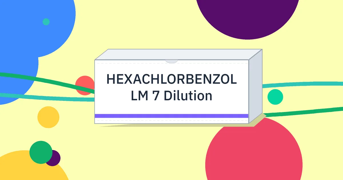 Symbolbild: Packung mit der Aufschrift HEXACHLORBENZOL LM 7 Dilution (PZN 12888752) – Verfügbarkeit und Bezug in Apotheken in Frankfurt am Main