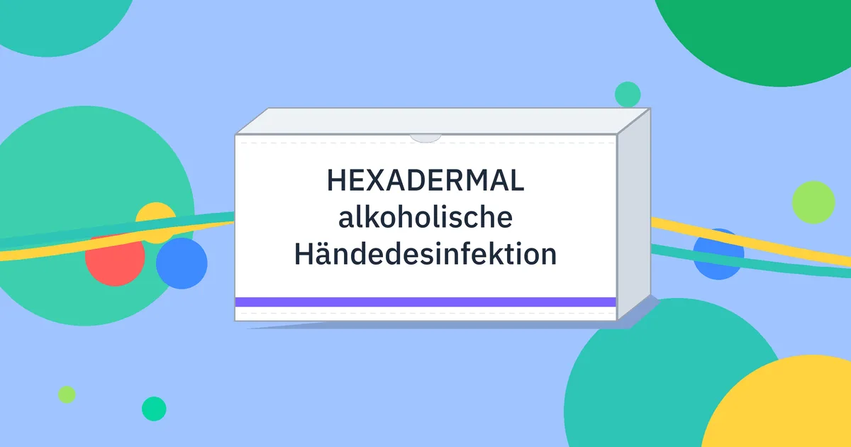 Symbolbild: Packung mit der Aufschrift HEXADERMAL alkoholische Händedesinfektion (PZN 15423315) – Verfügbarkeit und Bezug in Apotheken in Frankfurt am Main