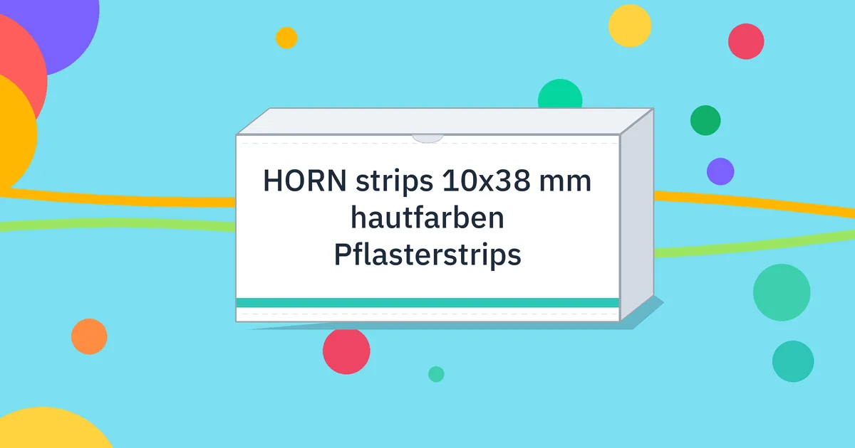 Symbolbild: Packung mit der Aufschrift HORN strips 10x38 mm hautfarben Pflasterstrips (PZN 04671470) – Verfügbarkeit und Bezug in Apotheken in Frankfurt am Main