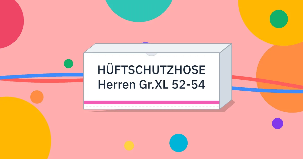 Symbolbild: Packung mit der Aufschrift HÜFTSCHUTZHOSE Herren Gr.XL 52-54 (PZN 04608201) – Verfügbarkeit und Bezug in Apotheken in Frankfurt am Main