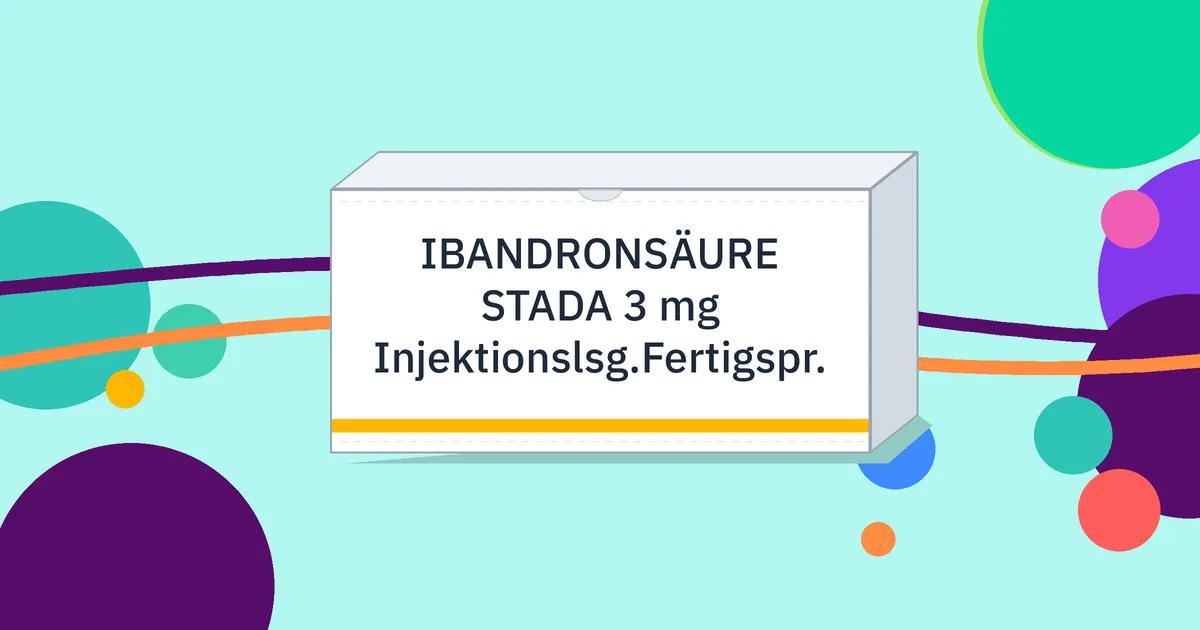 Symbolbild: Packung mit der Aufschrift IBANDRONSÄURE STADA 3 mg Injektionslsg.Fertigspr. (PZN 09534619) – Verfügbarkeit und Bezug in Apotheken in Frankfurt am Main