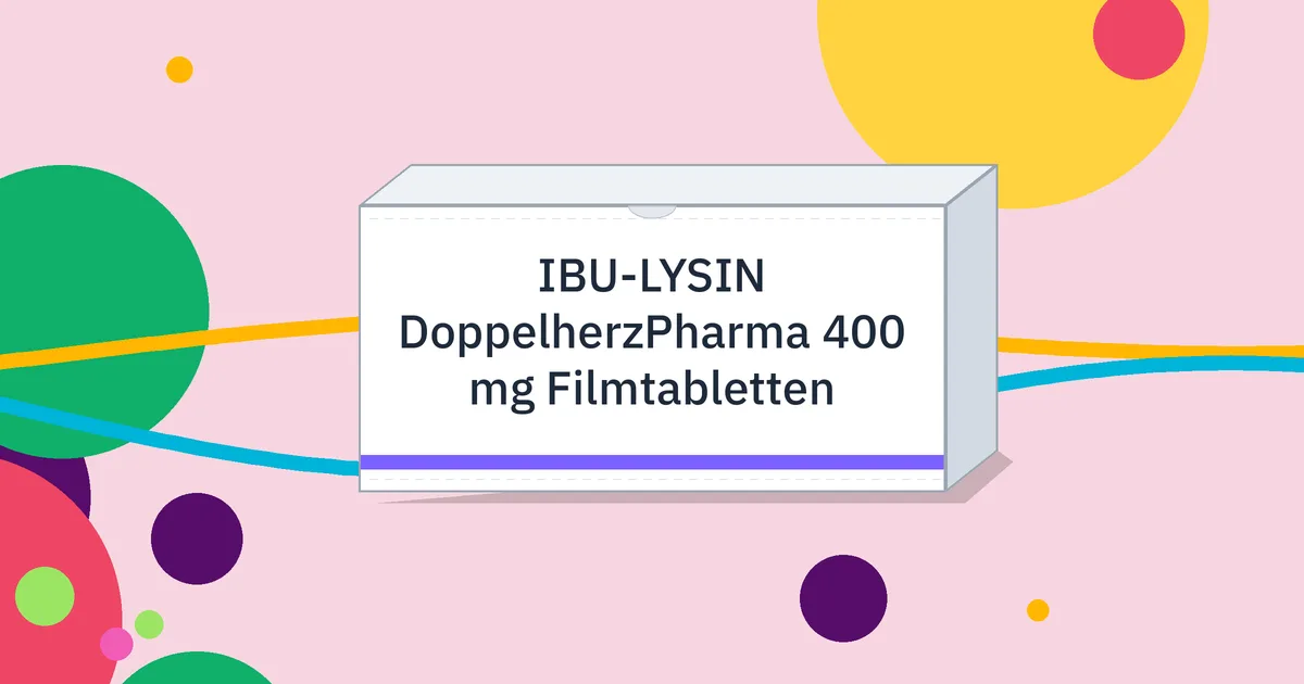 Symbolbild: Packung mit der Aufschrift IBU-LYSIN DoppelherzPharma 400 mg Filmtabletten (PZN 16226605) – Verfügbarkeit und Bezug in Apotheken in Frankfurt am Main