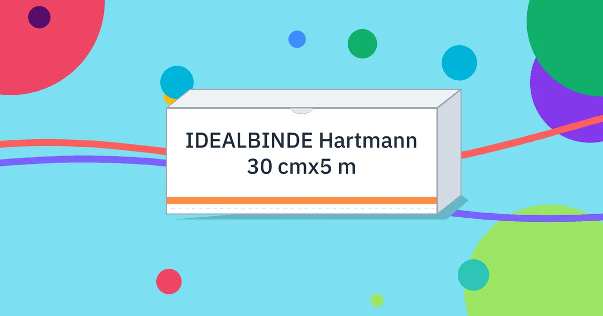 Symbolbild: Packung mit der Aufschrift IDEALBINDE Hartmann 30 cmx5 m (PZN 00234643) – Verfügbarkeit und Bezug in Apotheken in Frankfurt am Main