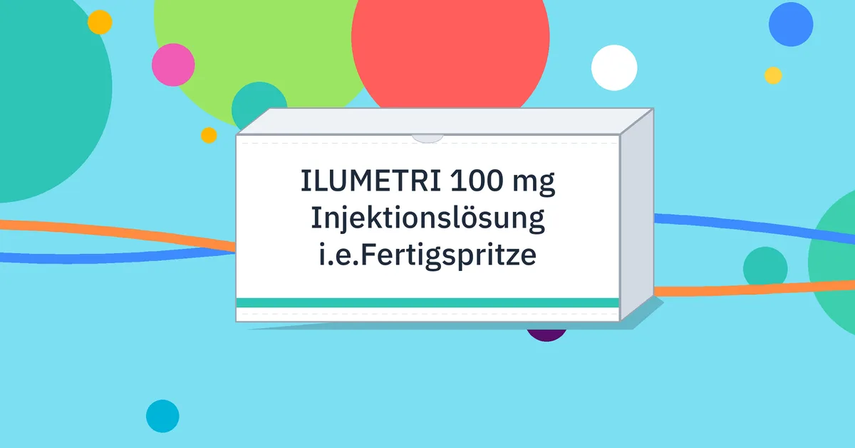 Symbolbild: Packung mit der Aufschrift ILUMETRI 100 mg Injektionslösung i.e.Fertigspritze (PZN 17553424) – Verfügbarkeit und Bezug in Apotheken in Frankfurt am Main