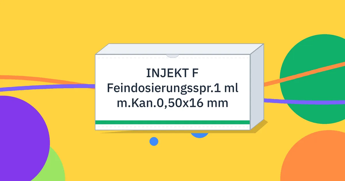Symbolbild: Packung mit der Aufschrift INJEKT F Feindosierungsspr.1 ml m.Kan.0,50x16 mm (PZN 00896479) – Verfügbarkeit und Bezug in Apotheken in Frankfurt am Main
