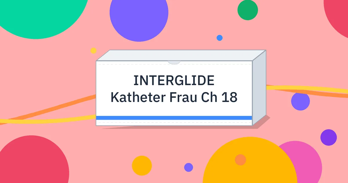 Symbolbild: Packung mit der Aufschrift INTERGLIDE Katheter Frau Ch 18 (PZN 00728167) – Verfügbarkeit und Bezug in Apotheken in Frankfurt am Main